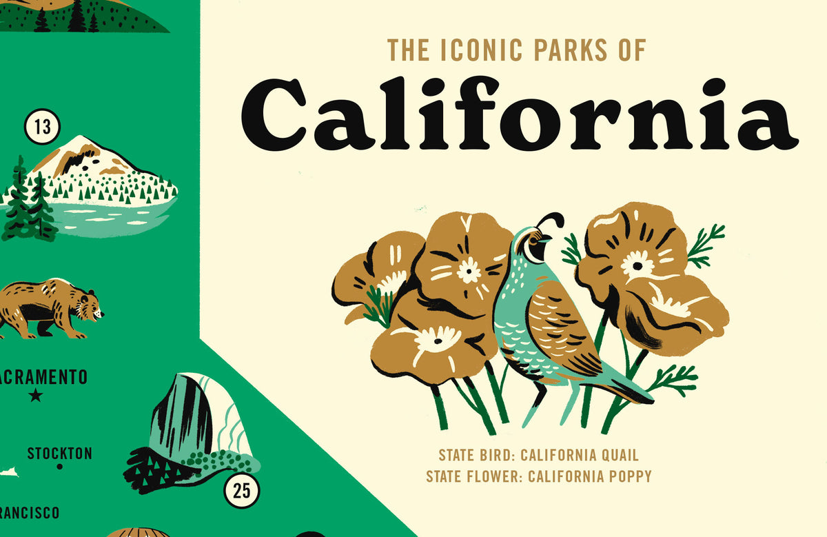 Iconic Parks of California Map Poster – Fifty-Nine Parks