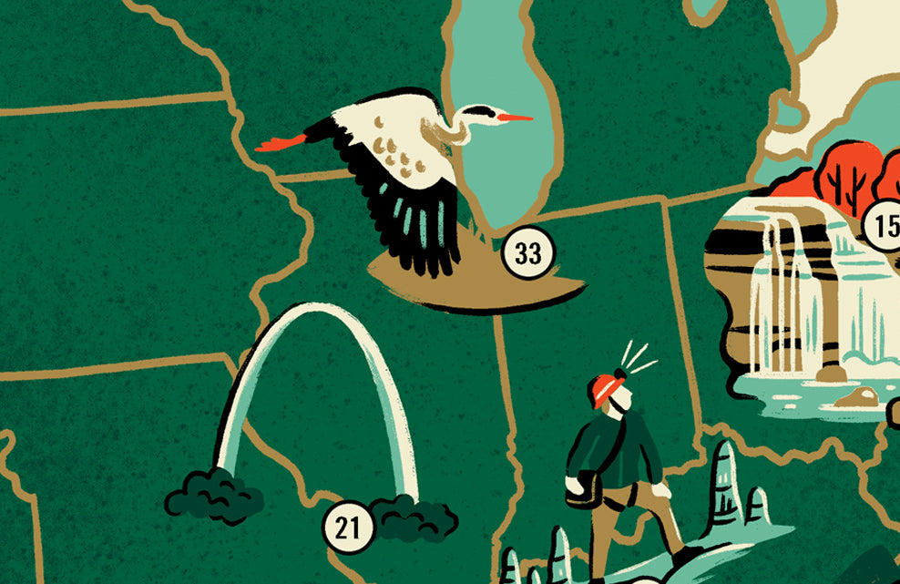 U.S. National Parks Map Poster (Variant) – Fifty-Nine Parks